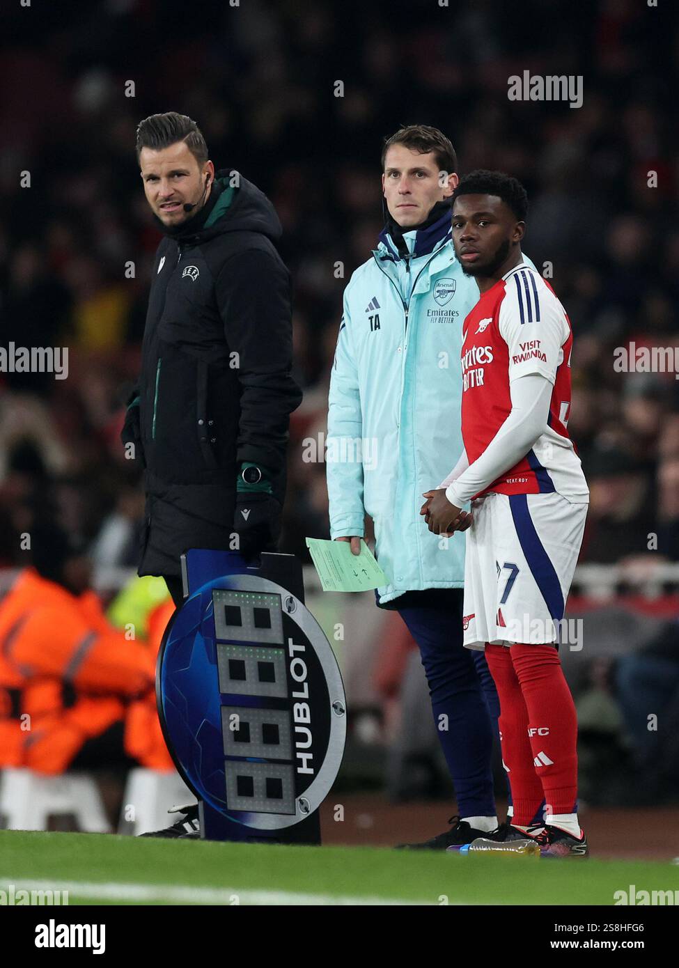 London, UK. 22nd Jan, 2025. Arsenal's Nathan Butler-Oyedeji comes on ...