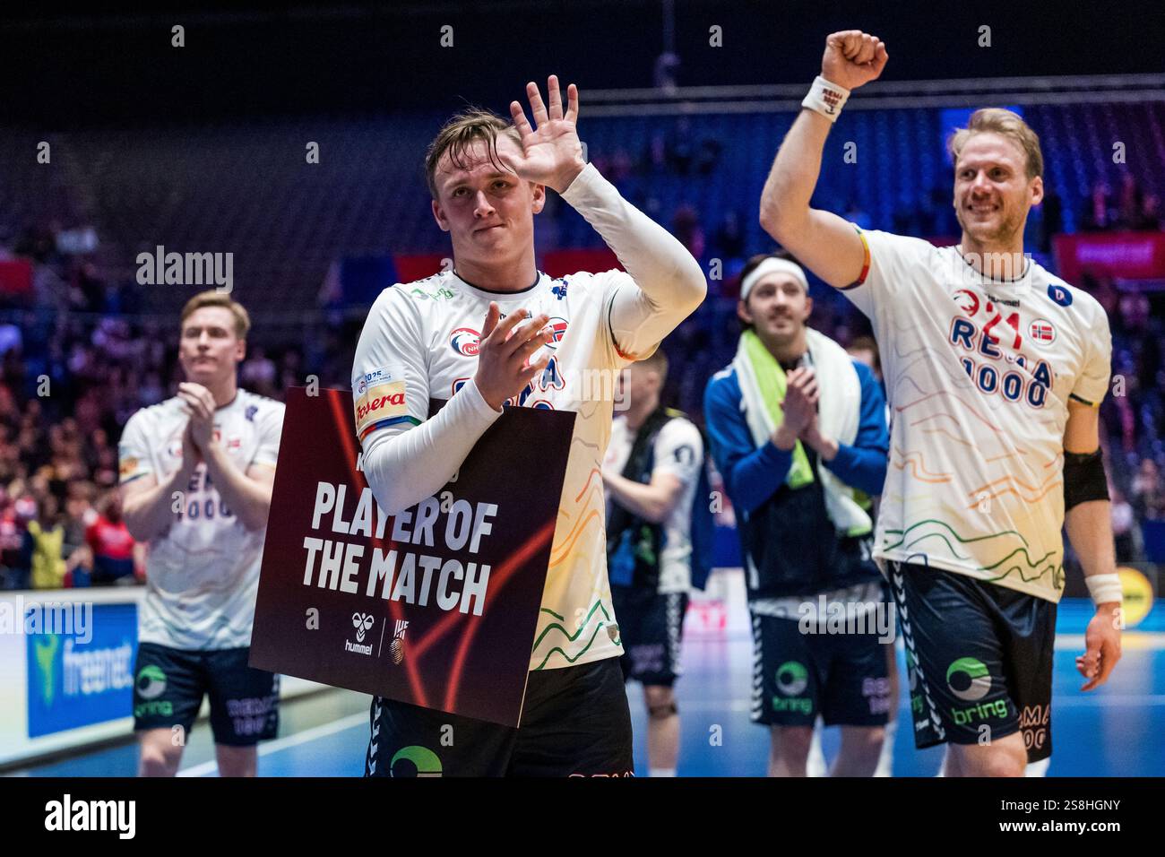 Tobias Schølberg Grøndal of, Norway. , . celebrates after the 2025 IHF ...