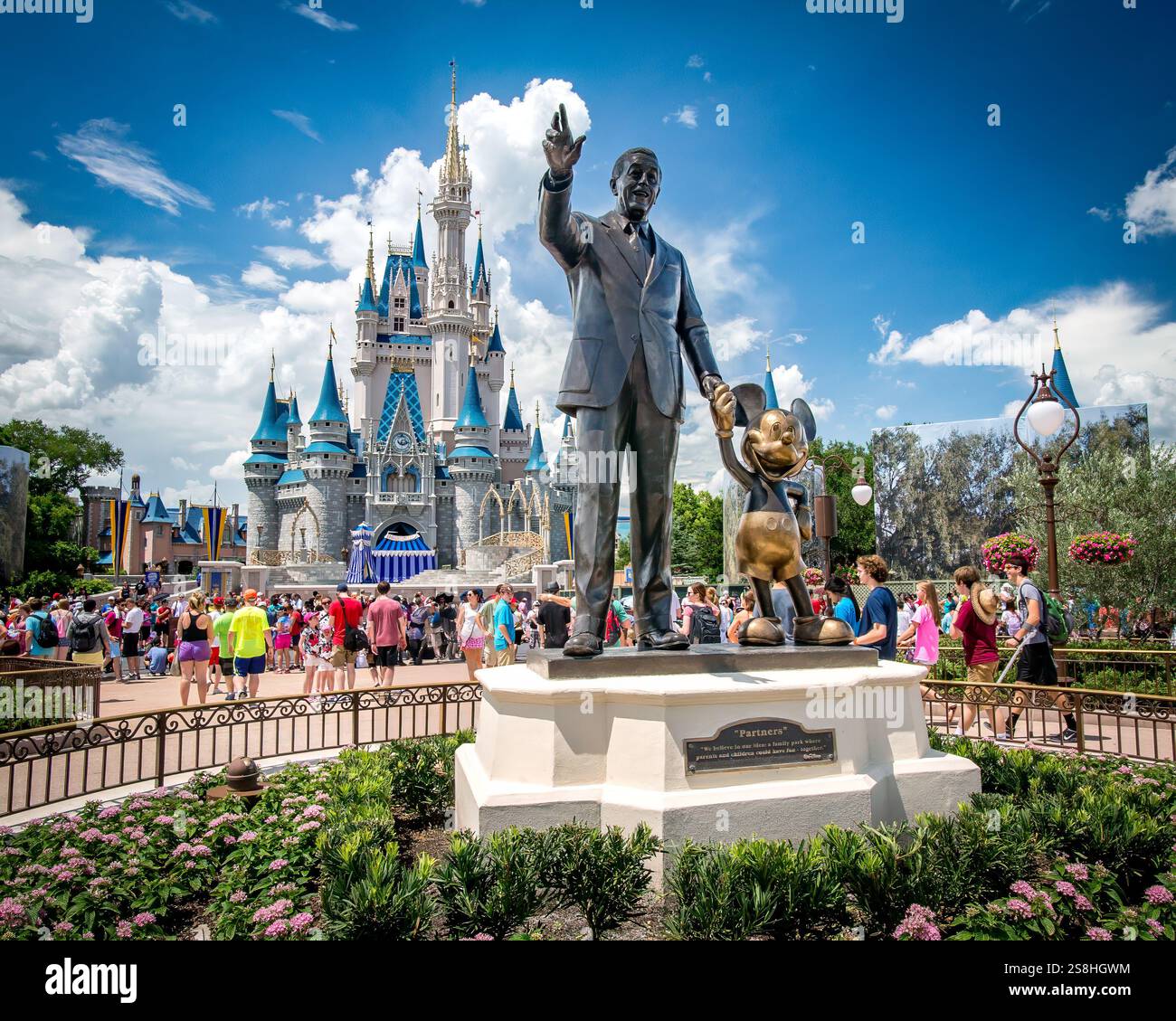 Walt Disney and Mickey Mouse statue at Disney World in Orlando, FL ...