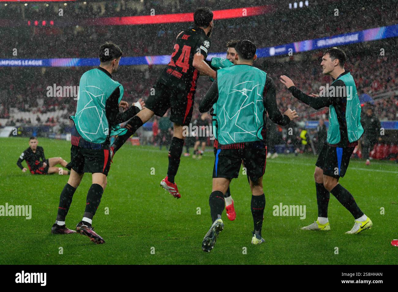 Lisbon, Portugal. 21st Jan, 2025. FC Barcelona players celebrates their ...