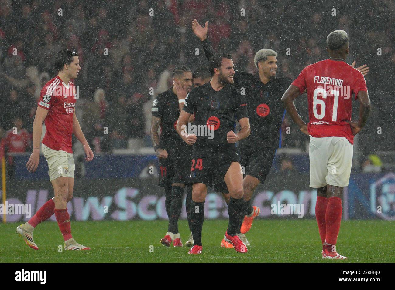 Lisbon, Portugal. 21st Jan, 2025. FC Barcelona players celebrates their ...