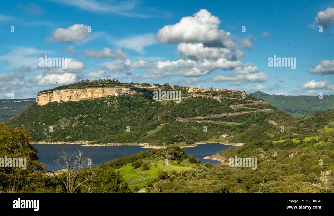 Monteleone Rocca Doria, mountain and rocks with forest, former Genoese ...