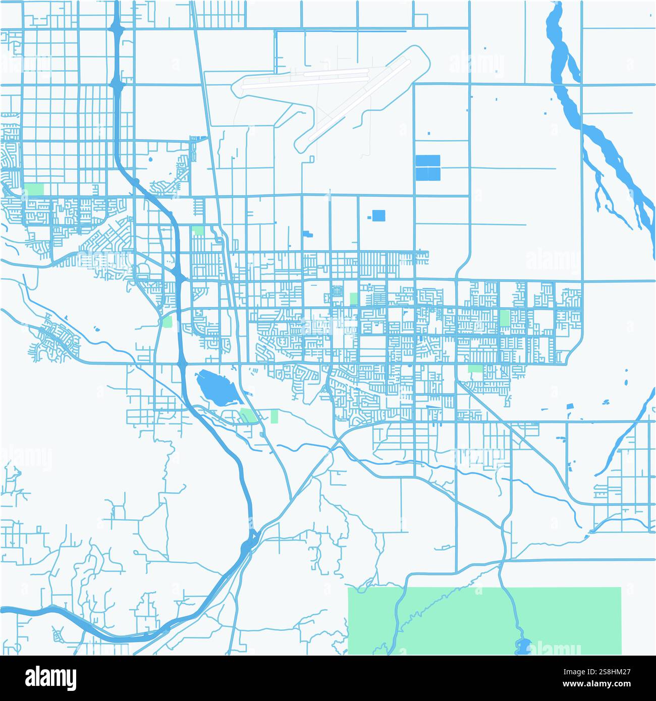 Map of Palmdale in California in a professional blue style. Contains ...