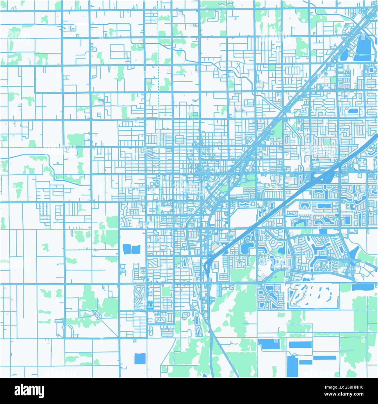 Map of Homestead in Florida in a professional blue style. Contains ...