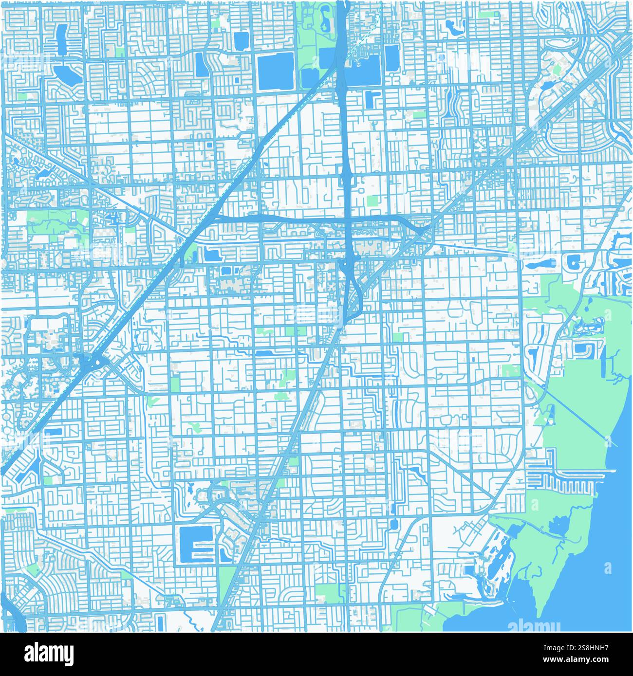 Map of Kendall in Florida in a professional blue style. Contains ...