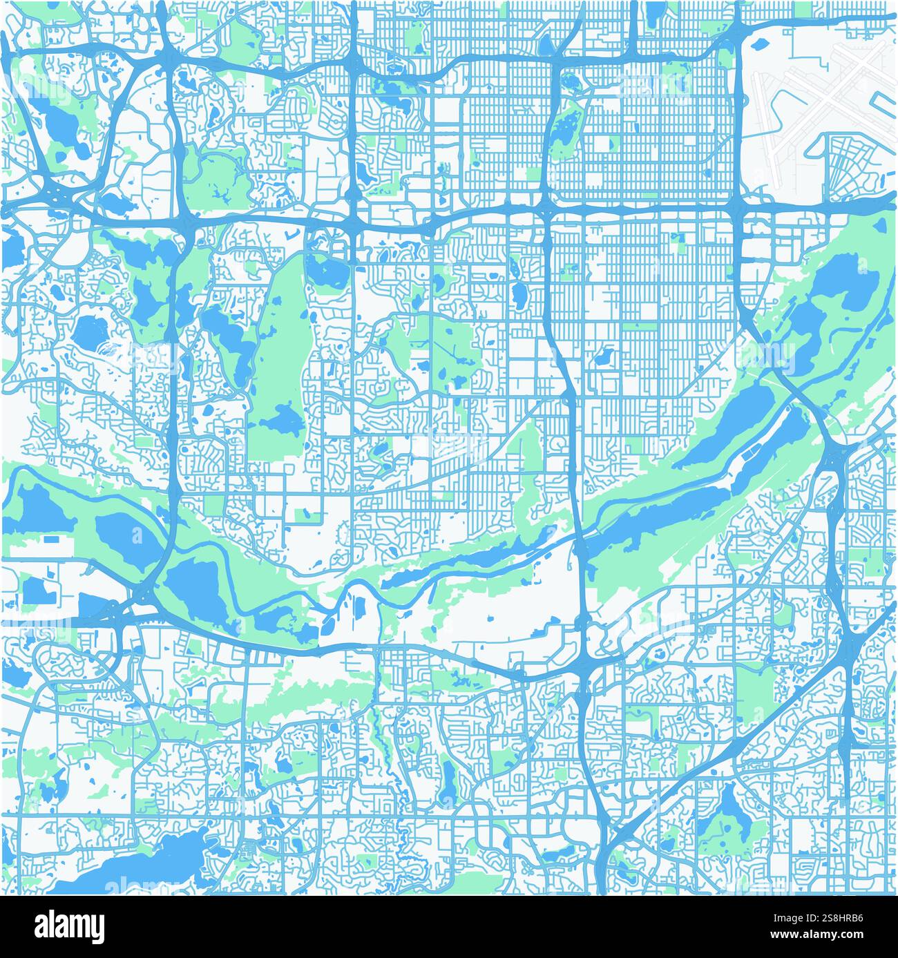 Map of Bloomington in Minnesota in a professional blue style. Contains ...