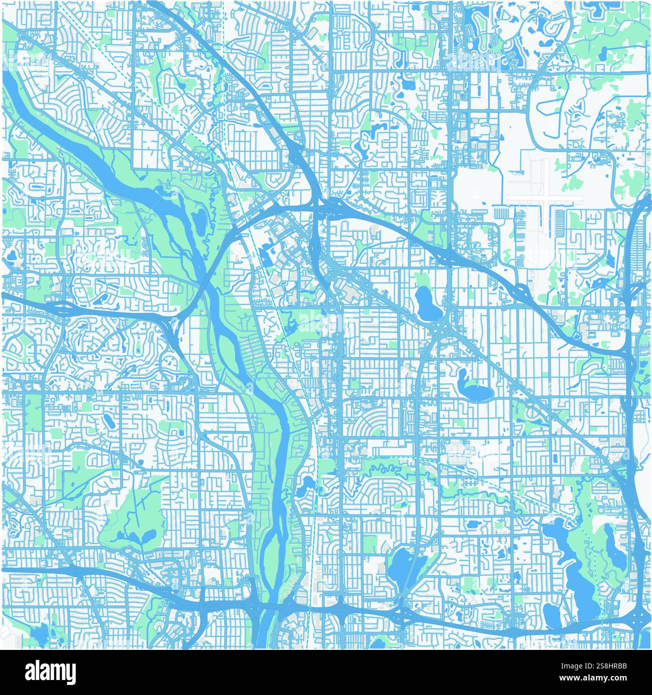 Map of Coon Rapids in Minnesota in a professional blue style. Contains ...
