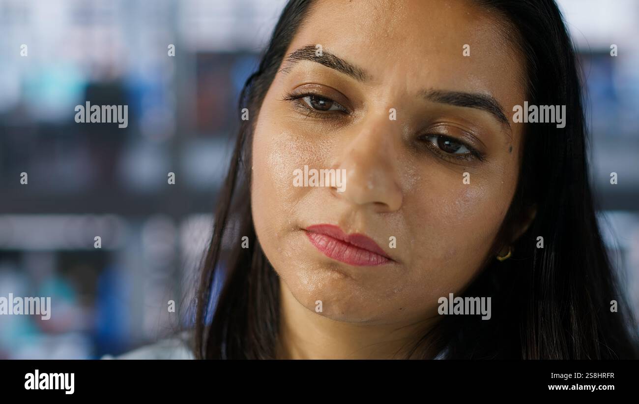 Indian businesswoman being emotionally disconnected from reality, being ...