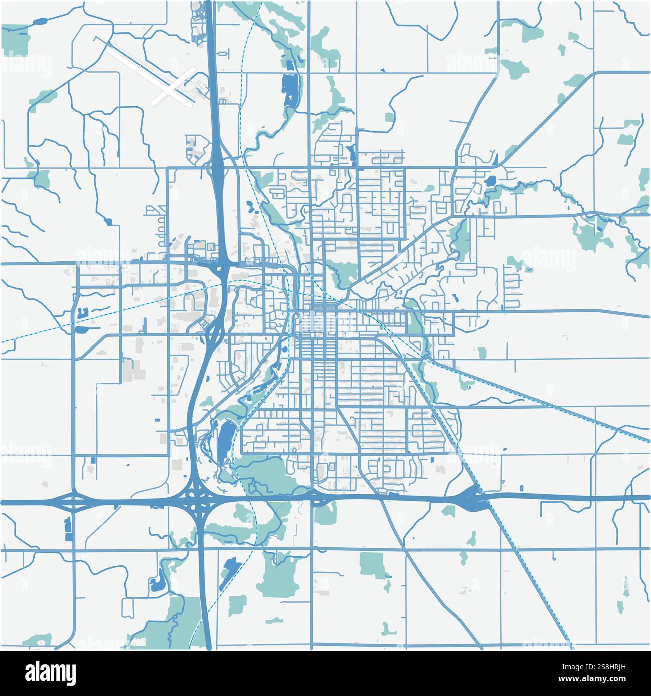 Map of Owatonna in Minnesota in a professional blue style. Contains ...