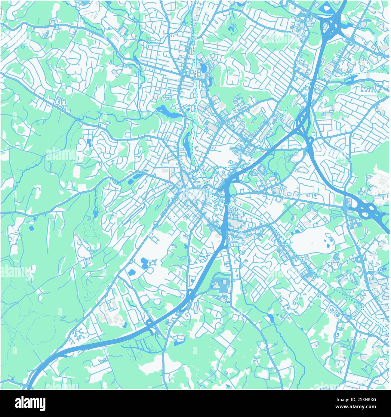 Map of Morristown in New Jersey in a professional blue style. Contains ...