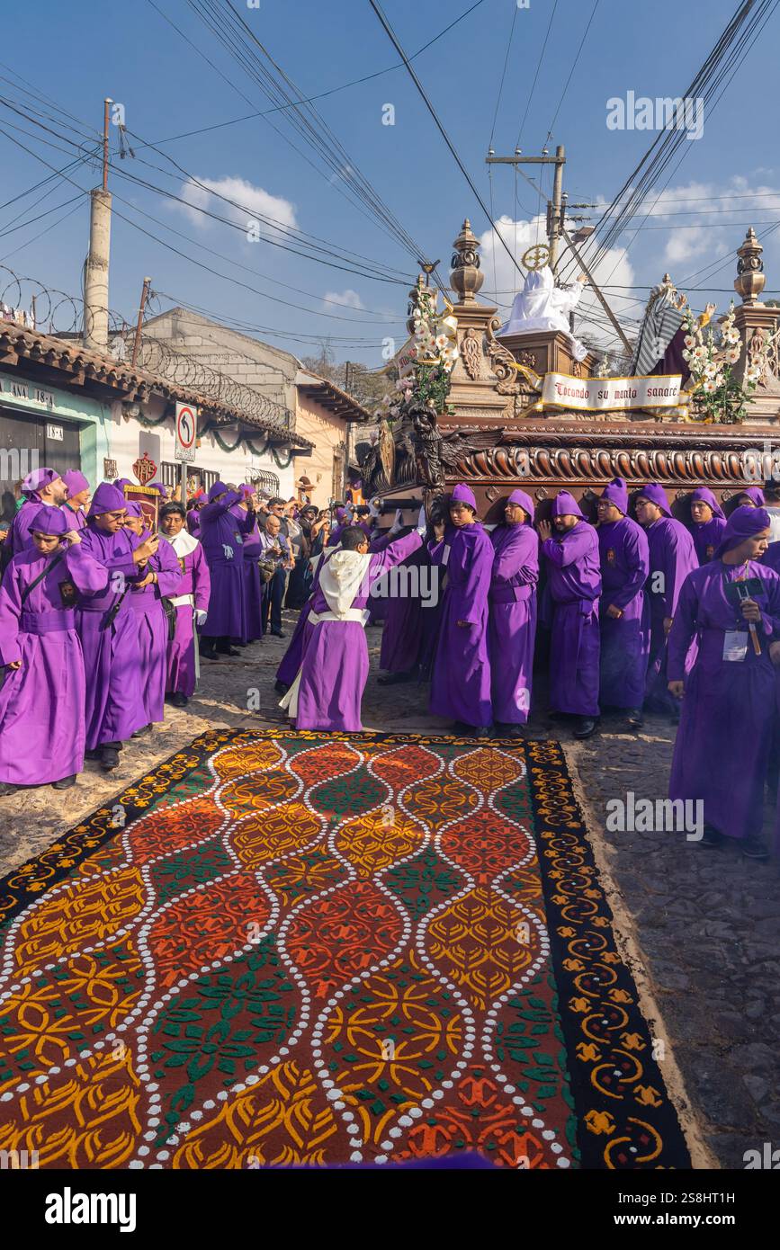 Antigua Guatemala, Sacatepequez, Guatemala. March 10, 2024. Men in ...