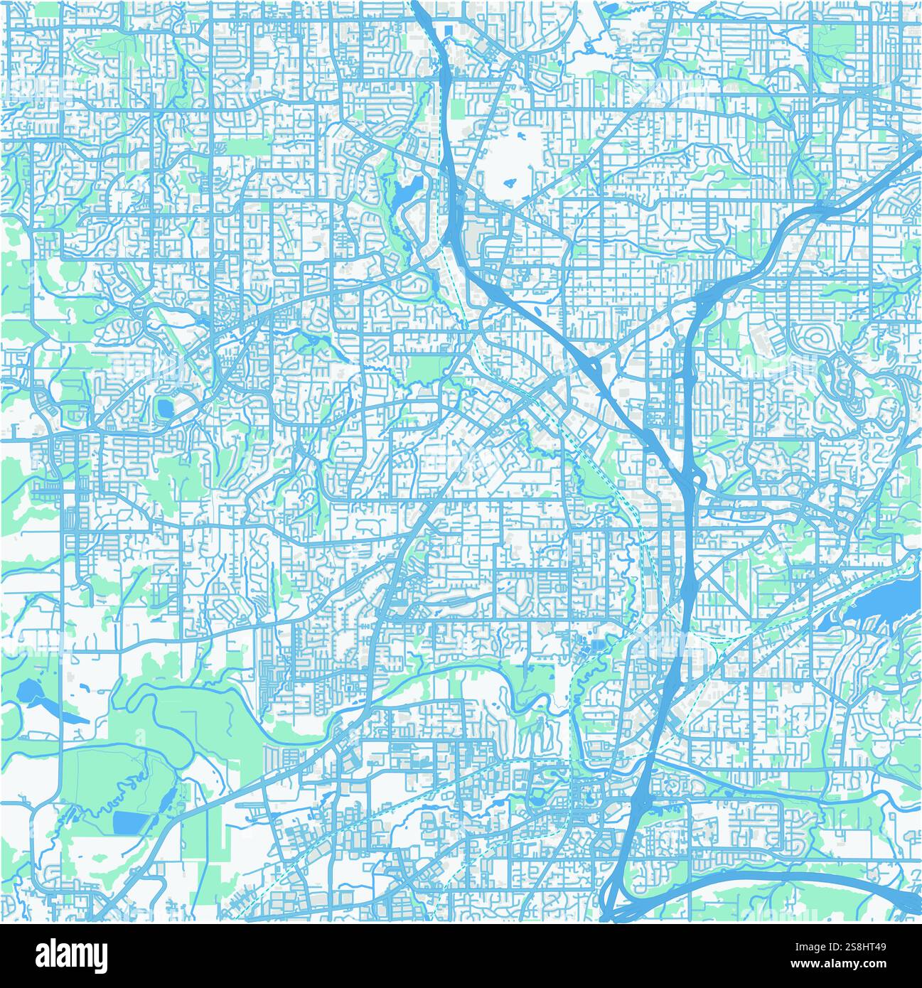 Map of Tigard in Oregon in a professional blue style. Contains layered ...