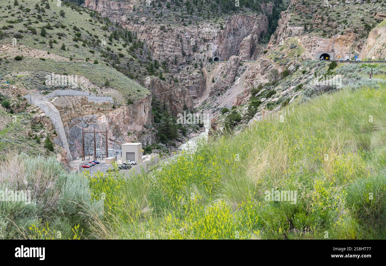Buffalo Bill Dam Power Plant on the North Fork Shoshone river and the ...