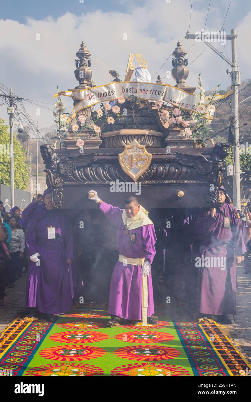 Antigua Guatemala, Sacatepequez, Guatemala. March 10, 2024. Men in ...