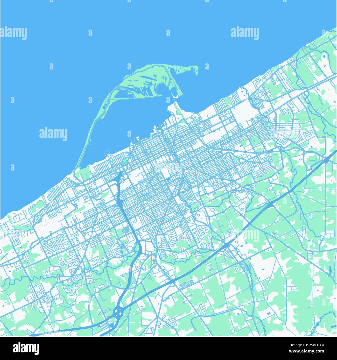 Map of Erie in Pennsylvania in a professional blue style. Contains ...