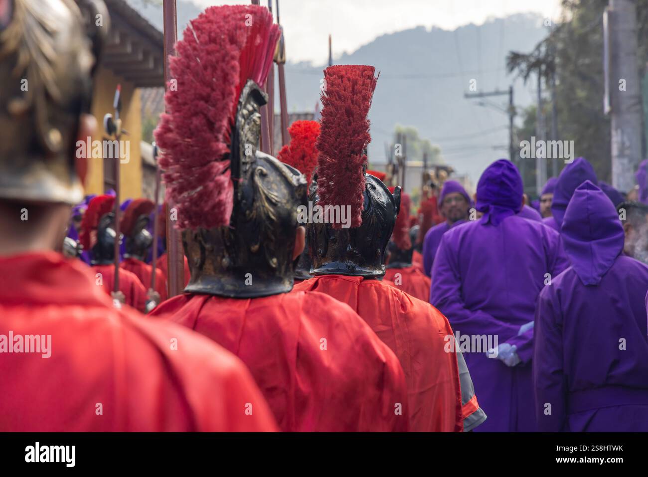 Antigua Guatemala, Sacatepequez, Guatemala. March 10, 2024. Men dressed ...