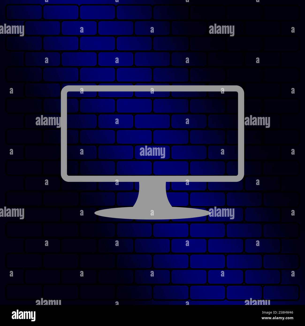 Monitor icon design. Digital display symbol. Blue gradient background ...