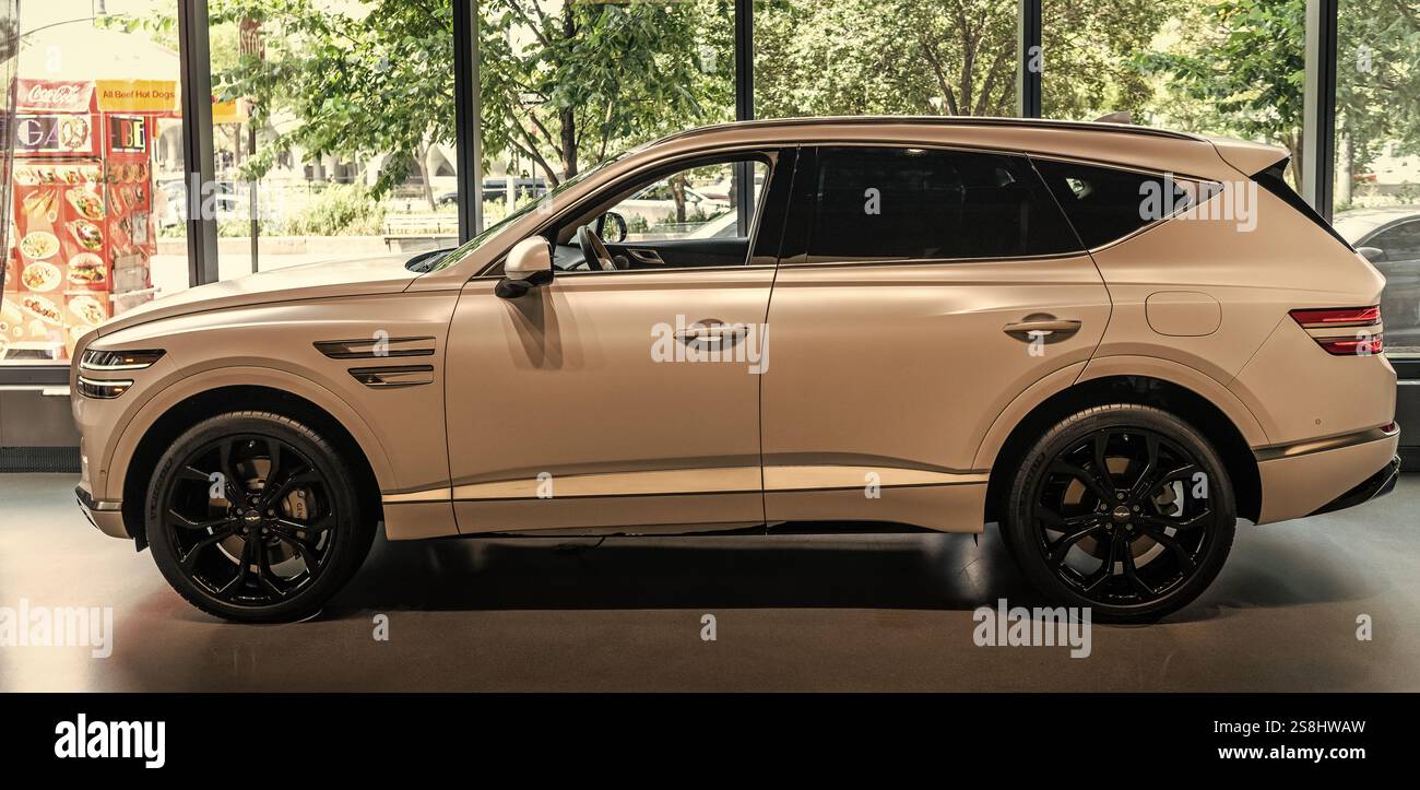 New York City, USA - August 05, 2023: Genesis GV80 crossover in car ...
