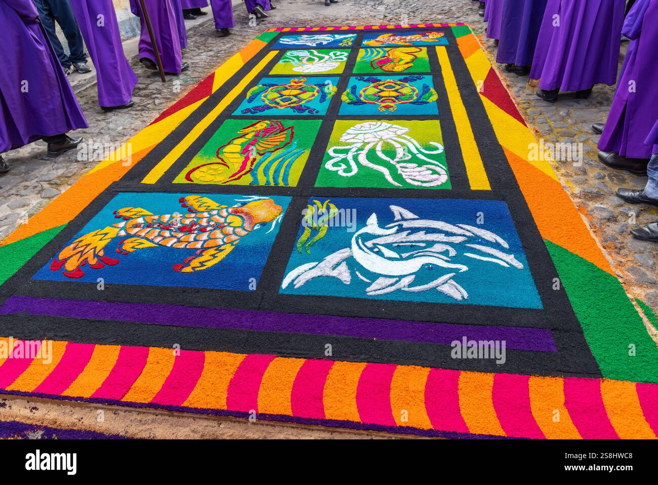 Antigua Guatemala, Sacatepequez, Guatemala. March 10, 2024. Alfombra ...