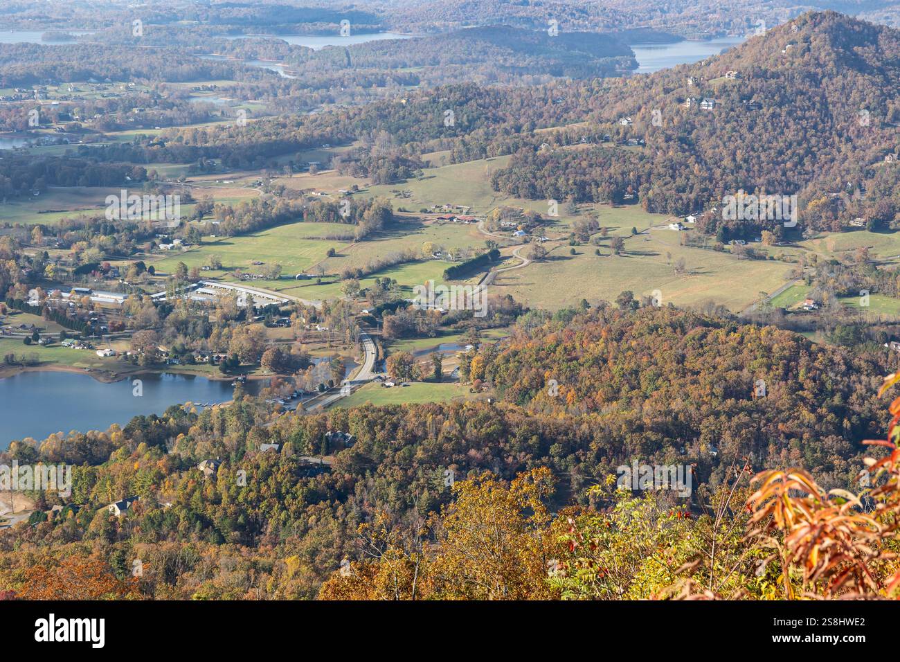 Scenic landscape shot from north Georgia mountaintop shows idyllic ...