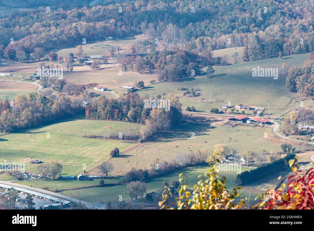 Scenic landscape shot from north Georgia mountaintop shows idyllic ...