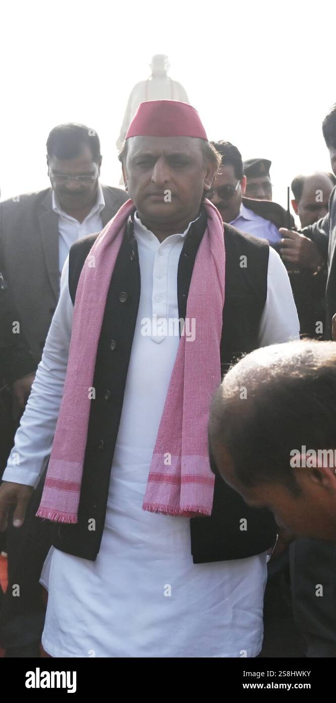 LUCKNOW, INDIA - JANUARY 22: Samajwadi Party national president ...