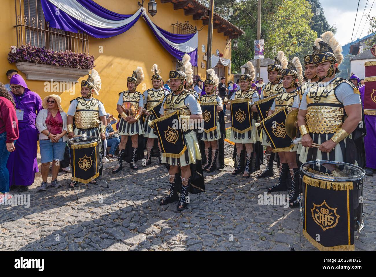 Antigua Guatemala, Sacatepequez, Guatemala. March 10, 2024. Men dressed ...