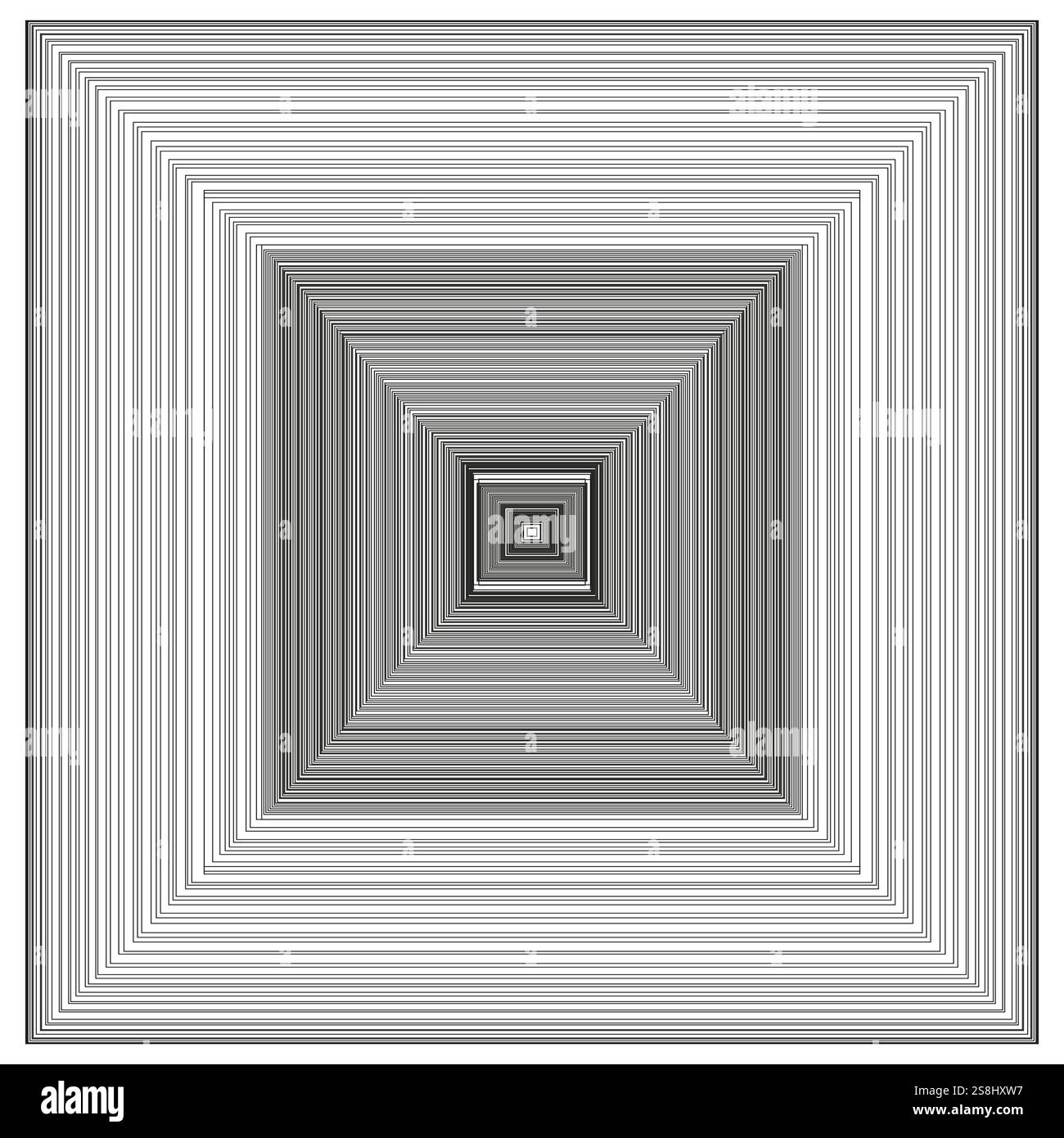 Concentric square lines. Abstract geometric pattern. Black and white design. Optical illusion ...