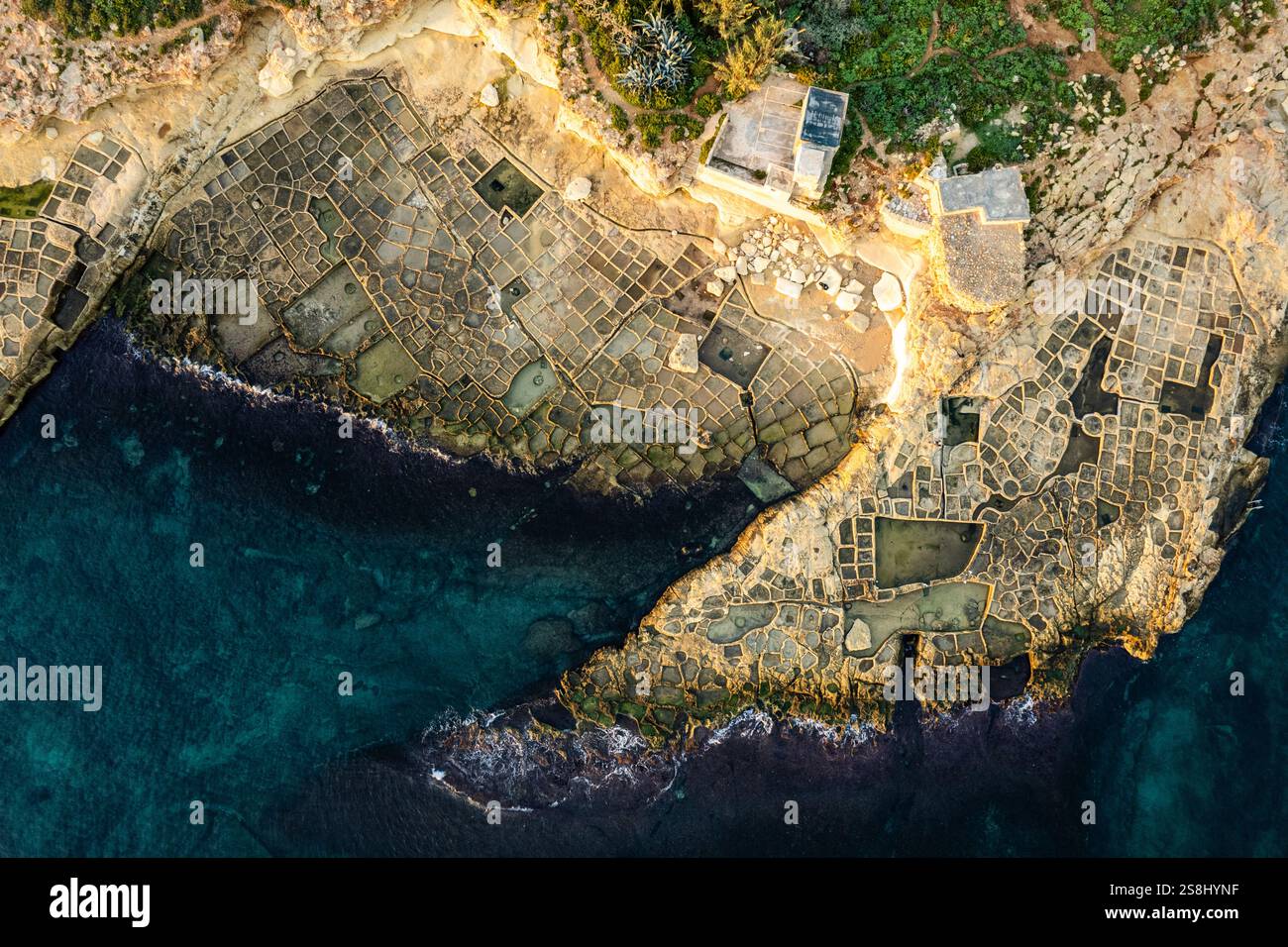 Stunning Geometric Patterns of Malta Saltpans From Above Stock Photo ...