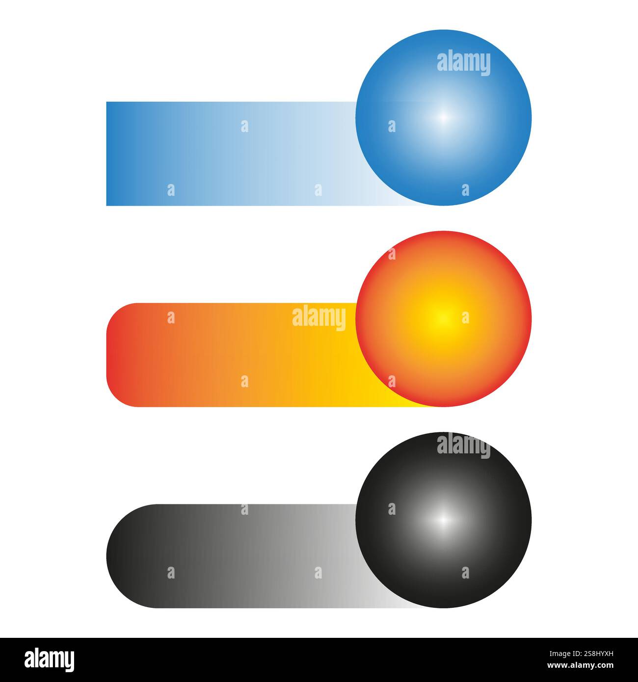Colorful gradient buttons. Circular geometric elements. Bright modern ...