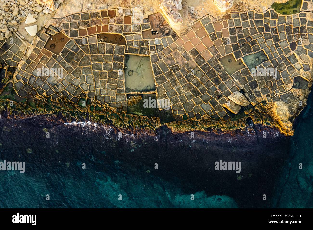Aerial View of Traditional Salt Harvesting in Malta Stock Photo - Alamy