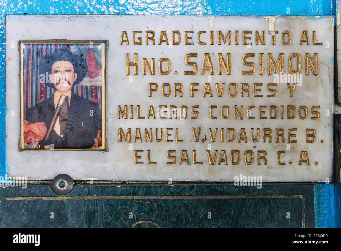 San Andres Itzapa, Chimaltenango, Guatemala. March 11, 2024. A plaque ...