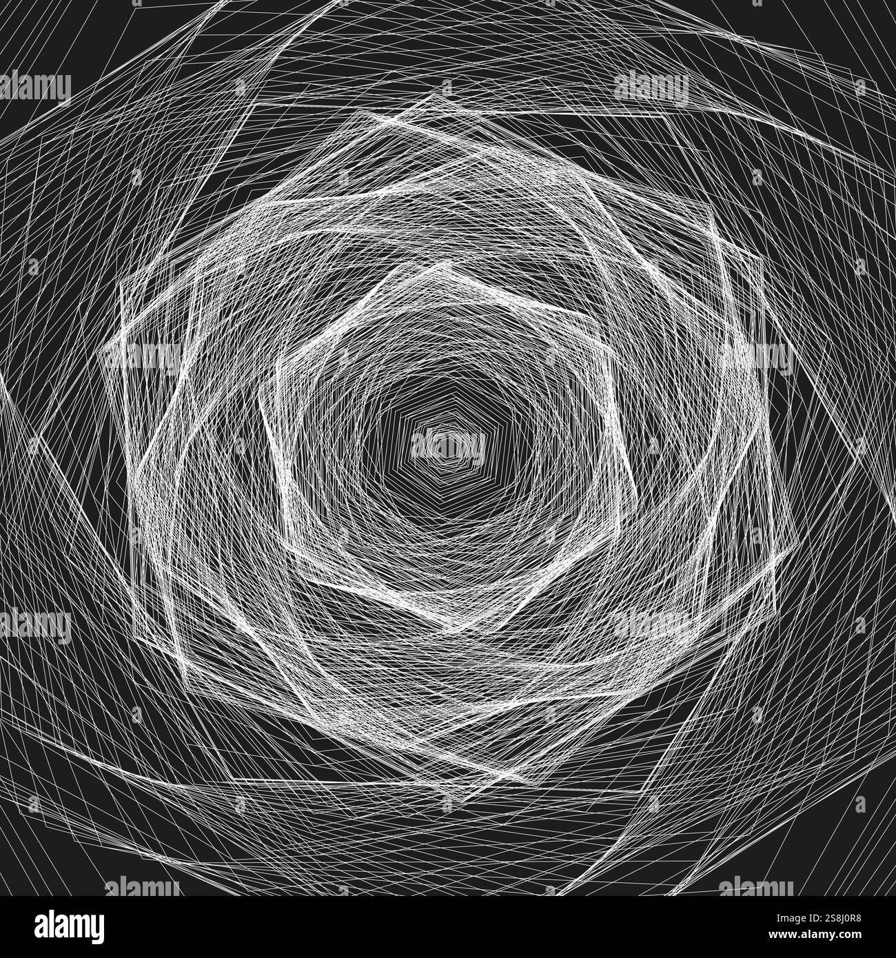 Geometric abstract design. Rotating wireframe shape. Black background ...