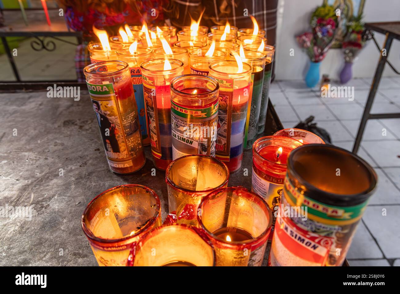 San Andres Itzapa, Chimaltenango, Guatemala. March 11, 2024. Candles ...
