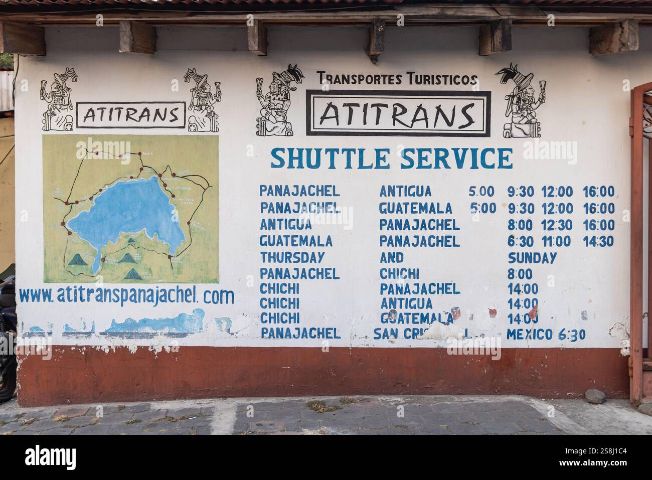 Panajachel, Solola, Guatemala. March 11, 2024. Bus schedule and route ...