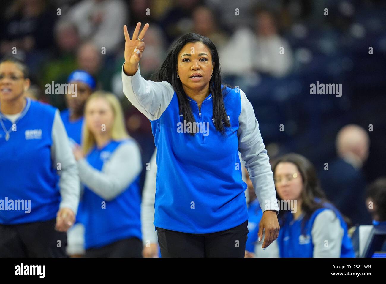 SMU head coach Toyelle Wilson gestures in the first half of an NCAA ...