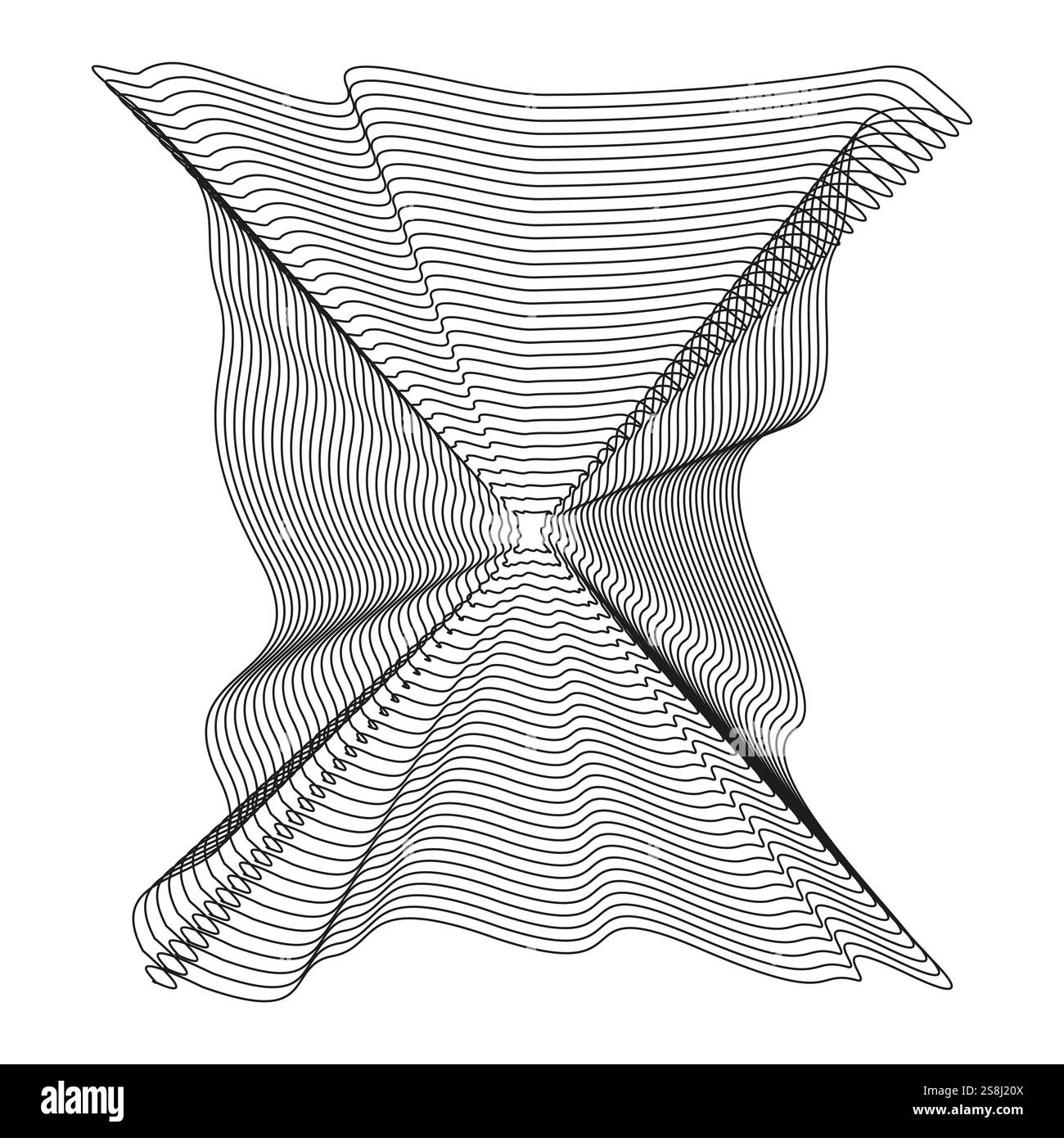 Distorted line design. Abstract wave pattern. Optical illusion effect ...