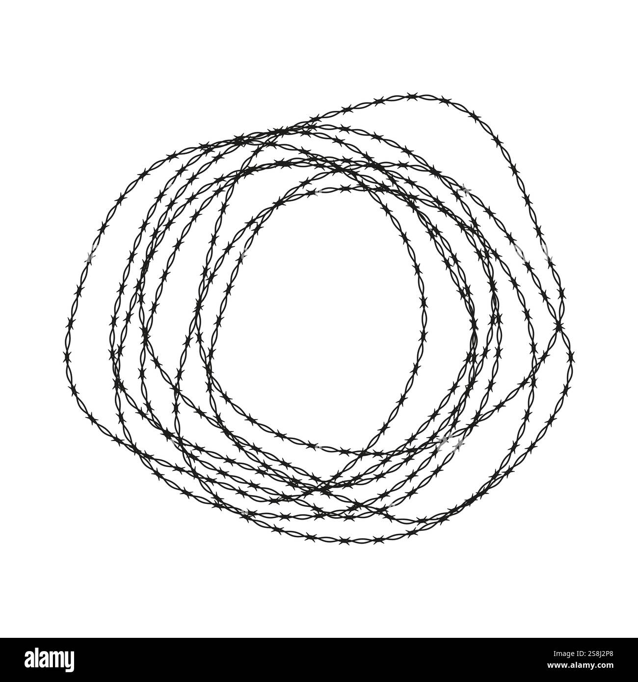 Barbed wire circle. Protective border symbol. Security line detail ...