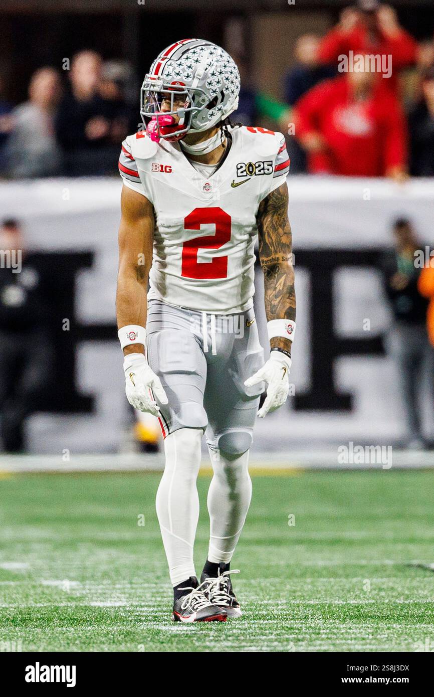 Atlanta, Georgia. 20th Jan, 2025. Ohio State wide receiver Emeka Egbuka ...