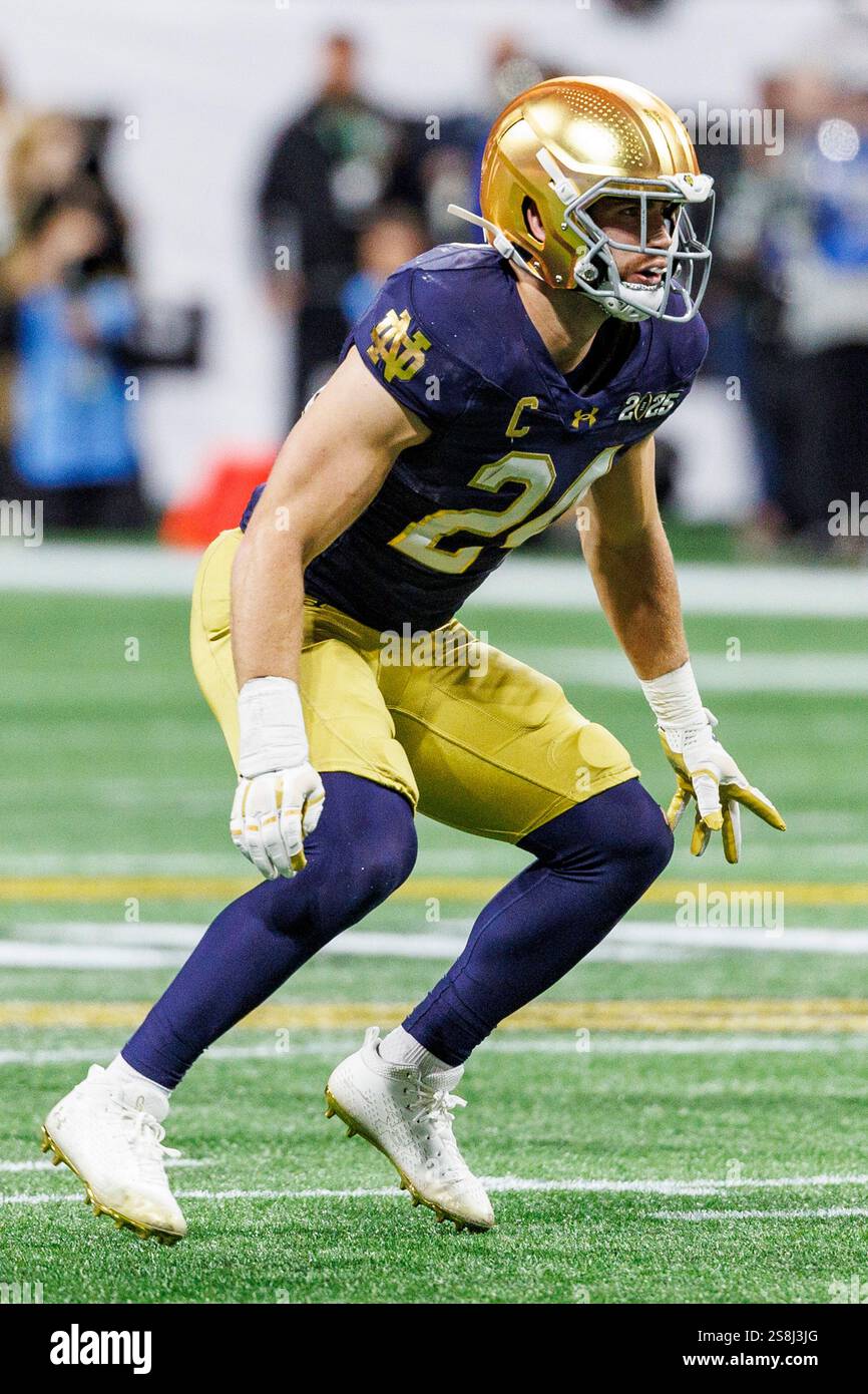 Atlanta, Georgia. 20th Jan, 2025. Notre Dame linebacker Jack Kiser (24 ...