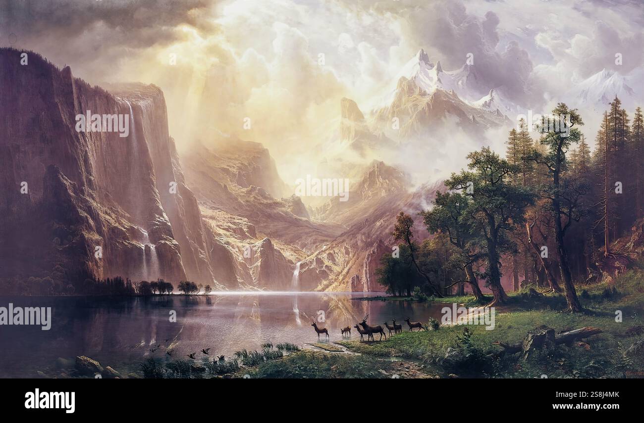 Among the Sierra Nevada Mountains, California is a breathtaking oil-on ...