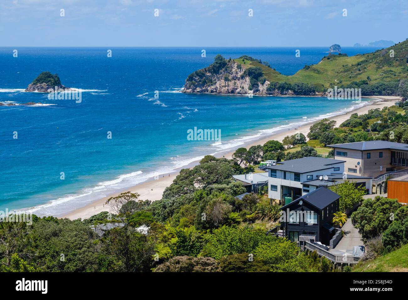 Mercury Bay, Hahei Beach landscape view, Coromandel Peninsula, Waikato, New Zealand North Island ...