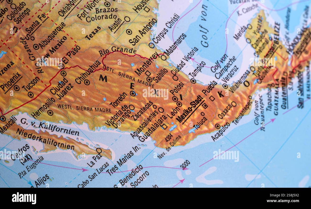 23.01.2025, Mexiko hier auf der Landkarte eines Globus. 23.01.2025 ...