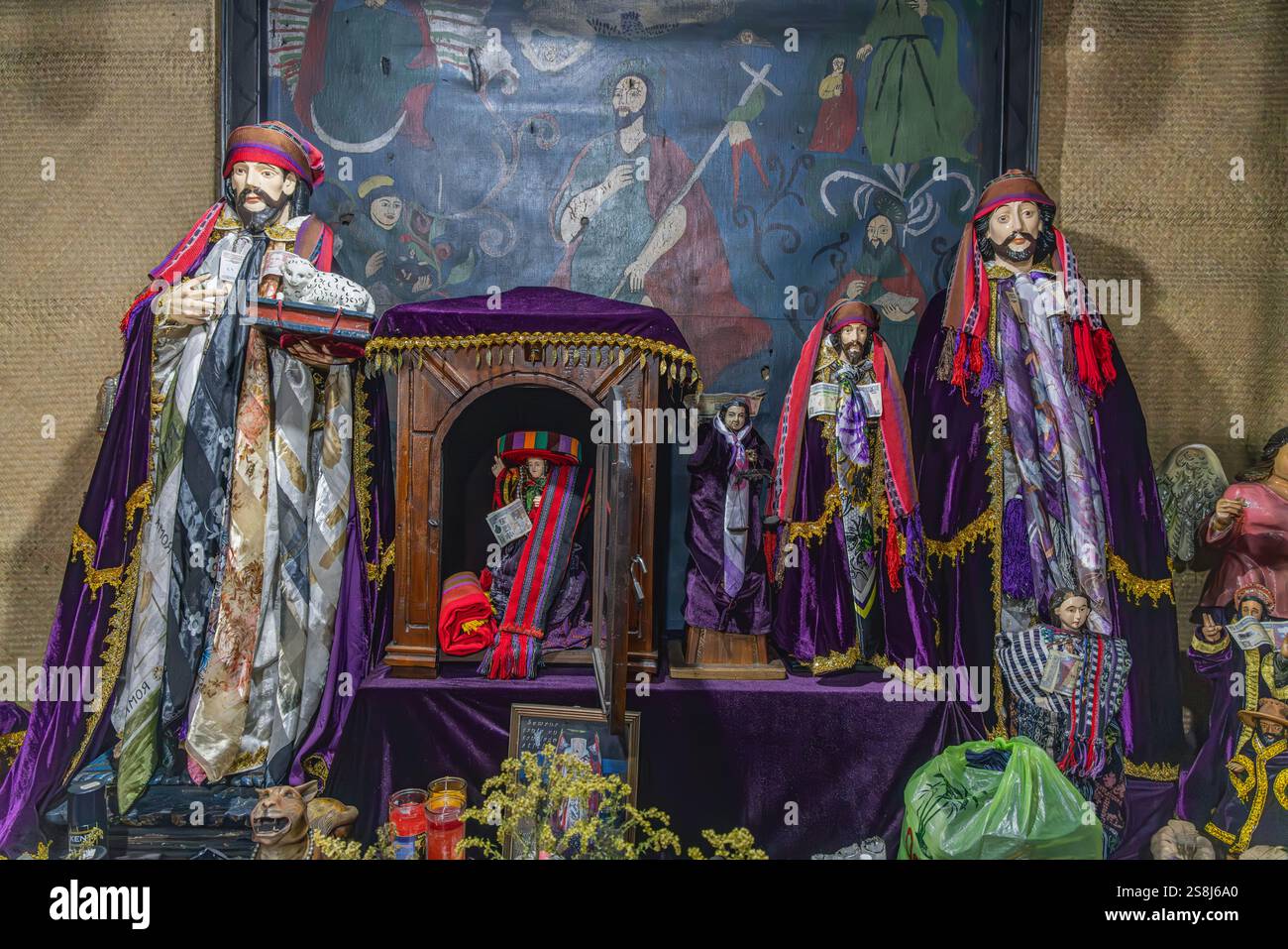Santiago Atitlan, Solola, Guatemala. March 13, 2024. Statues of saints ...