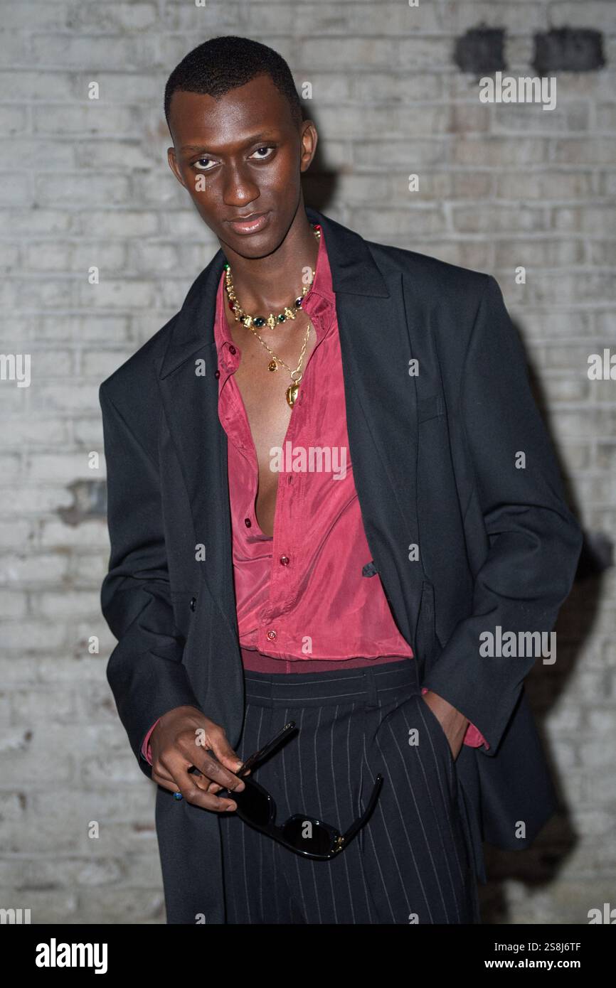 Alioune Fall attending the LGN Louis Gabriel Nouchi Menswear Fall ...