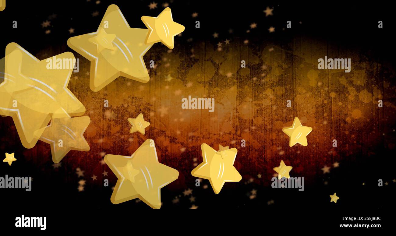 Image of gold stars falling over old map on dark background Stock Photo ...