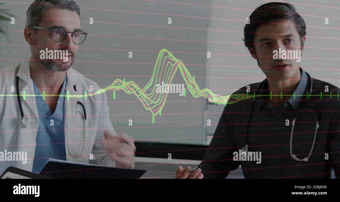 Image of data processing over diverse doctors talking Stock Photo - Alamy