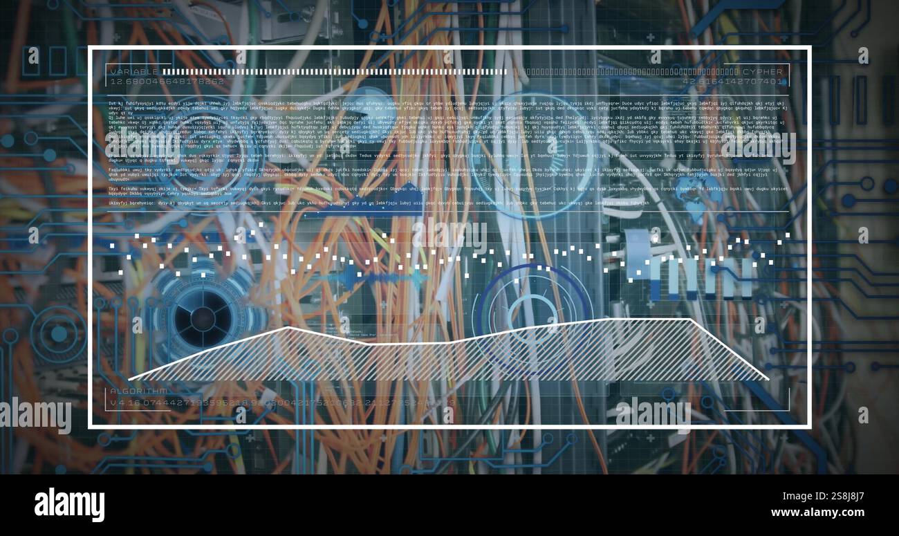 Image of data processing over wires in server room Stock Photo - Alamy