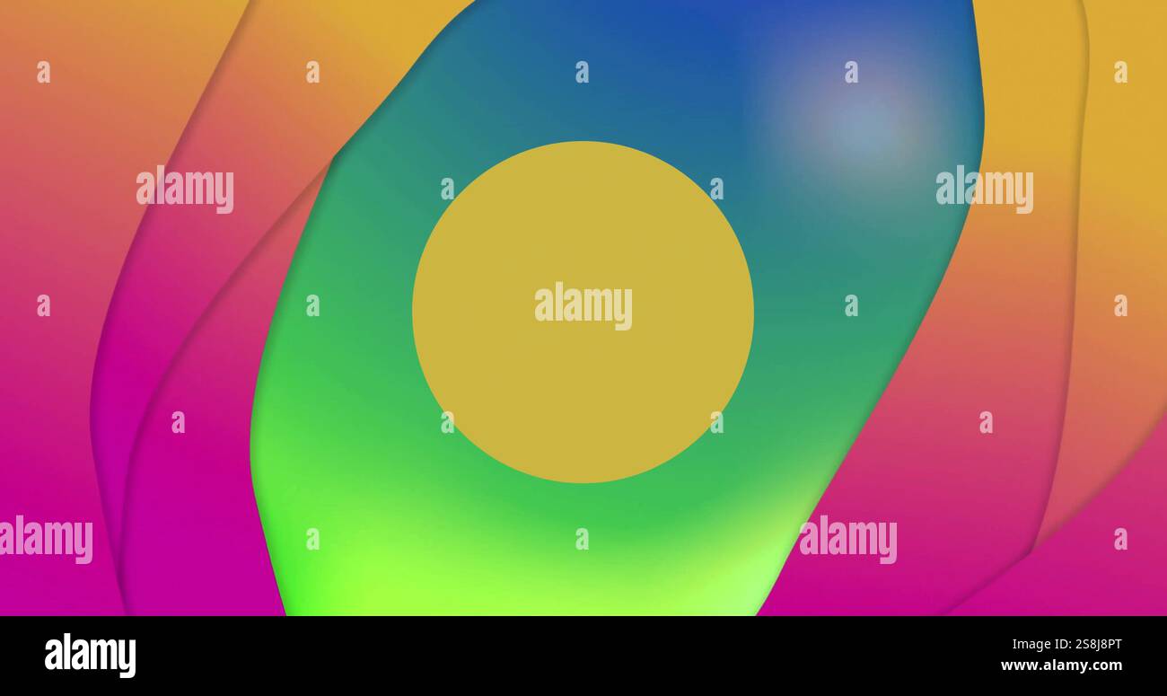 Image Of Yellow Circular Scanner Processing Over Colourful Abstract