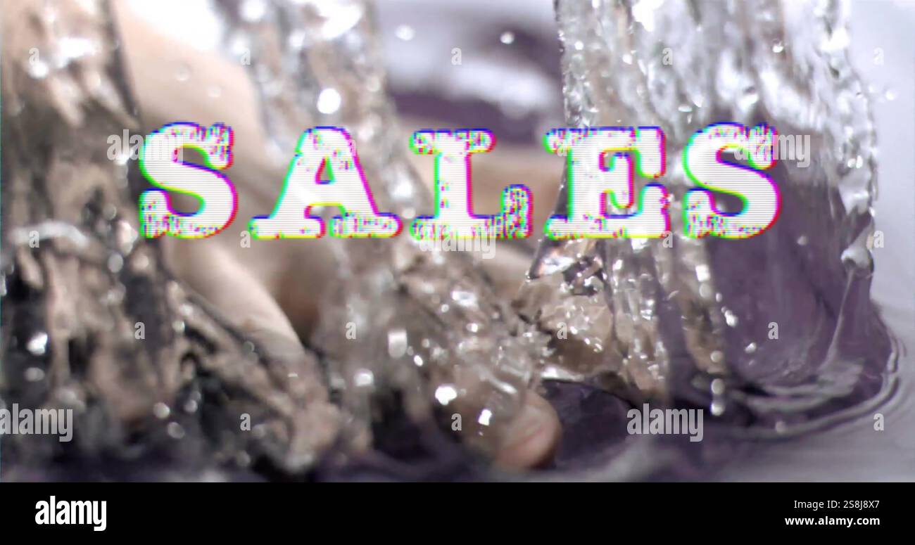 Image of sales text over hand splashing water Stock Photo - Alamy